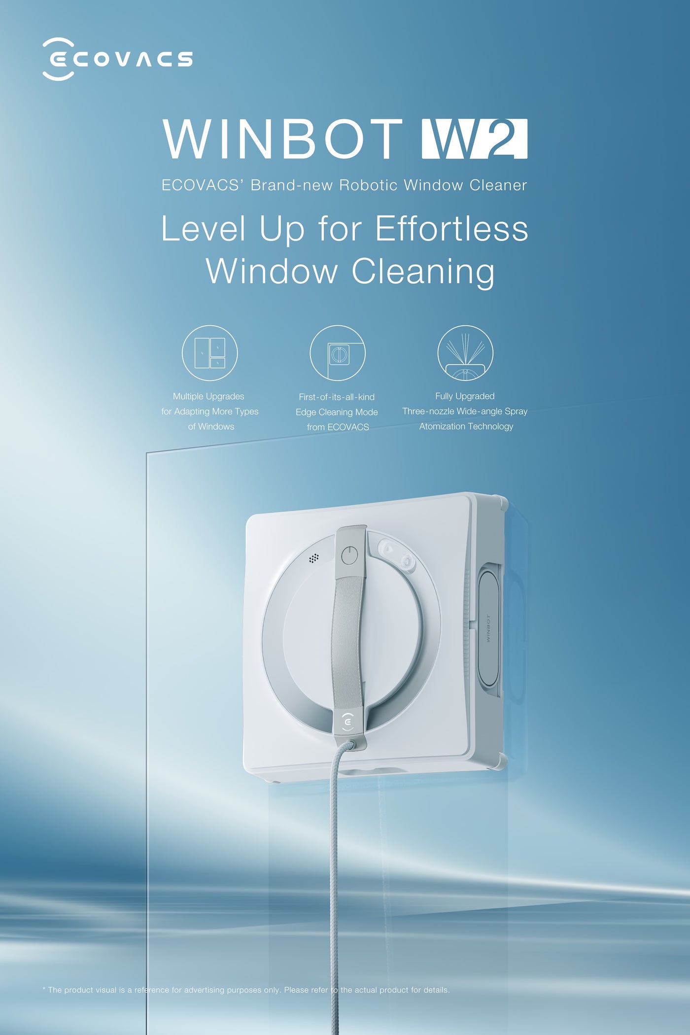 WINBOT W2 Smart Window Cleaner - 5,500 Pa, WIN-SLAM™ 4.0 – Ecovacs ...